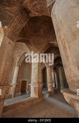 Interior view of hypostyle hall with many pillars supporting roof of ...