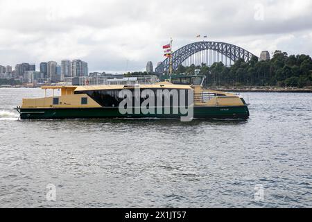 Sydney ferries the MV Liz Ellis, a river class ferry, travelling past ...