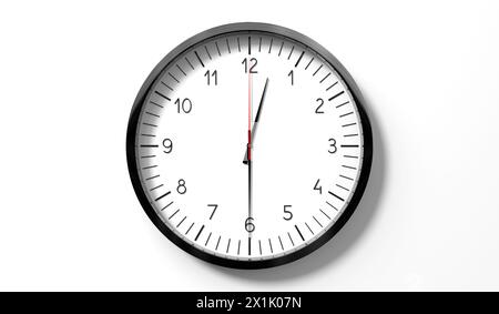 Time at half past 12 o clock - classic analog clock on rough concrete ...