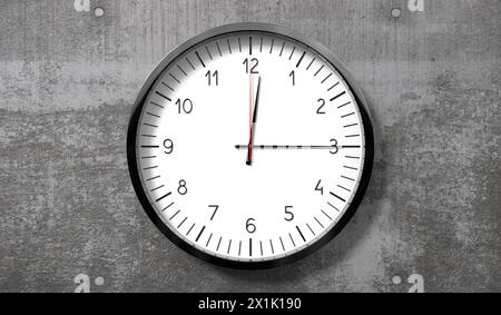 Time at quarter to 12 o clock - classic analog clock on white ...