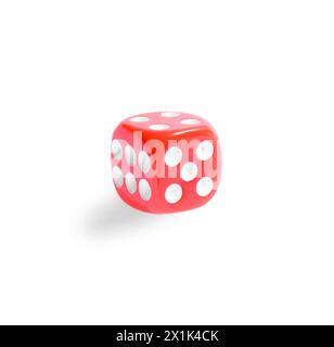One red game dice isolated on white Stock Photo - Alamy