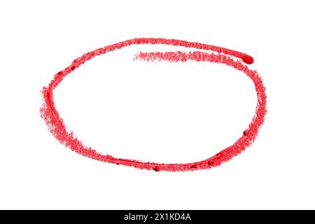 Red round scribble drawn with crayon on white background. Design ...