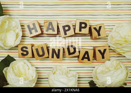 Happy Sunday alphabet letters on colorful stripes background Stock ...