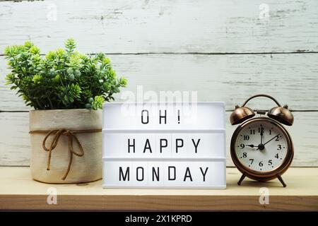 Happy Monday light box alphabet wording on wooden background Stock ...