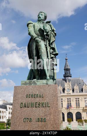 Statue of General Pierre Yrieix Daumesnil in front of the city hall of ...