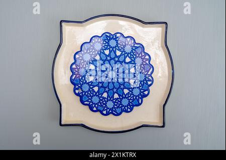 Set of blue ceramic pottery Andalusian style Stock Photo - Alamy
