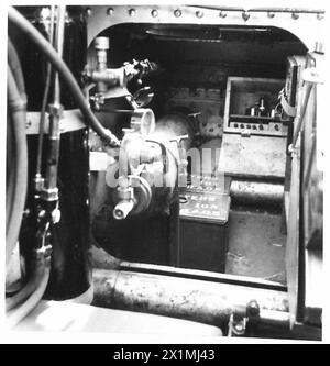 Interior view of the cockpit of a Crusader tank. Photographic negative ...
