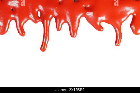 3d render of ketchup splatter strip and swirl top view for food or ...