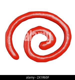3d render of ketchup splatter strip and swirl top view for food or ...