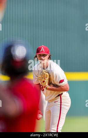 April 17, 2024: Razorback pitcher Colin Fisher #38 in action on the ...