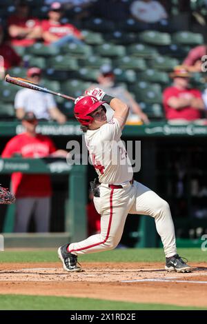 April 17, 2024: Texas Tech catcher Kevin Bazzell #4 makes a throw down ...