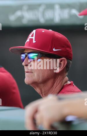 Arkansas coach Dave Van Horn walks back to the dug out before the start ...