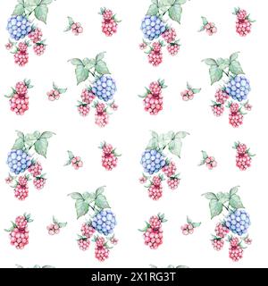 Hand drawn watercolor seamless pattern with blue and pink festive ...