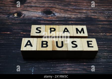 Spam Abuse alphabet letter on wooden background Stock Photo - Alamy