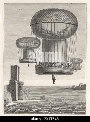 Engraving , The first hot air balloon in Paris 4 june 1783 Stock Photo ...