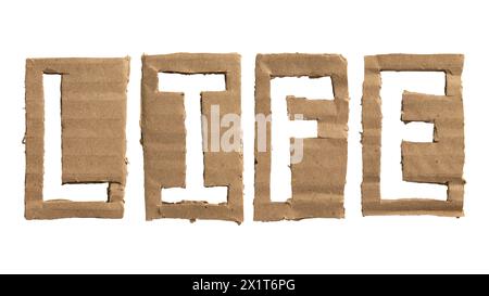 A word "BOX" cut out from a cardboard on white background with clipping ...