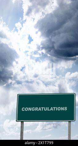 Congratulations road sign on sky background Stock Photo - Alamy