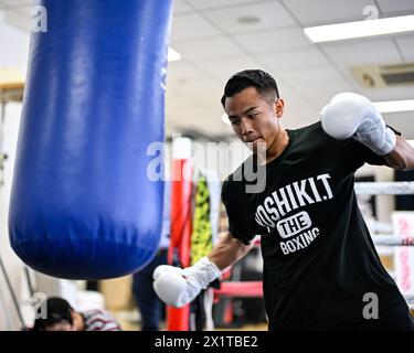 Yoshiki Takei, Japanese professional boxer trains during a public ...