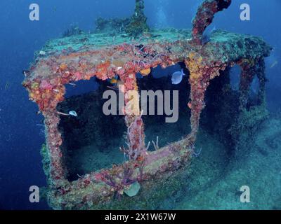 Superstructure on the wreck of the USS Spiegel Grove, dive site John Pennekamp Coral Reef State ...