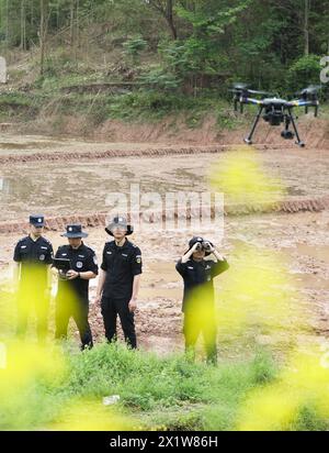 CHONGQING, CHINA - APRIL 17, 2024 - Police use police drones to carry ...