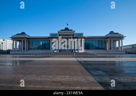 Mongolian government palace, state palace, parliament building with ...