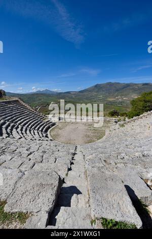 Theater of Segesta in Archaeological Park - Sicily - Italy Stock Photo ...