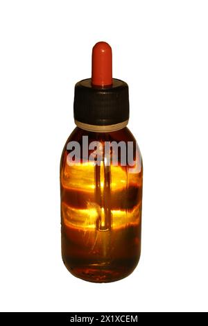 Mock-up of glass dropper bottle with hand shadow. Concept of natural ...