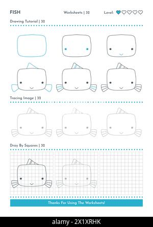 Drawing tutorial for kids. How to draw fish Stock Vector Image & Art ...