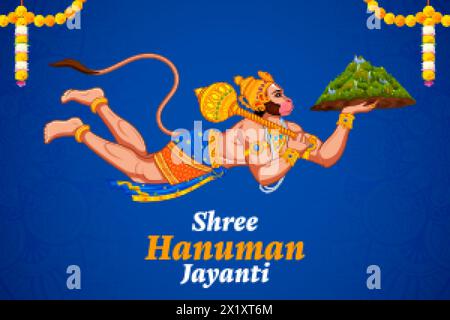 illustration of Lord Hanuman for Hanuman Jayanti Janmotsav celebration ...