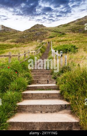 Start of the climb up to Brean Down from Brean sands Stock Photo - Alamy