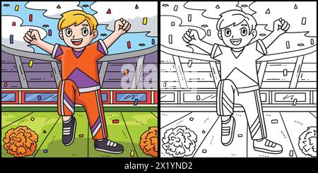 Cheerleader Boy Lifting Leg Raise Hands Clipart Stock Vector Image ...