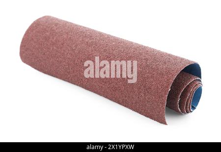 Rolled sheet of sandpaper isolated on white Stock Photo - Alamy