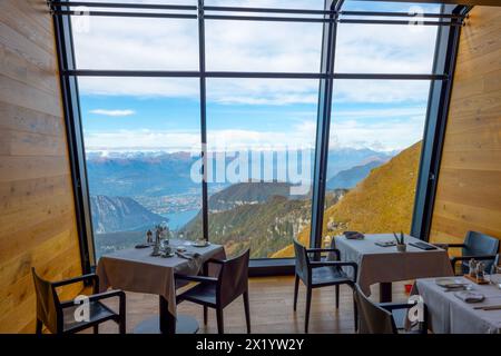 Window View from a Restaurant with Mountainscape From Monte Generoso ...