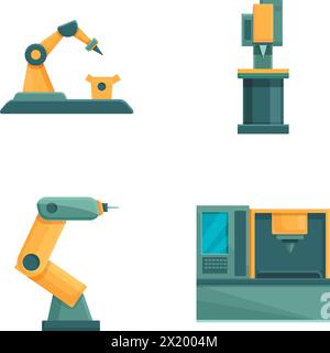 Cnc machine icons set cartoon vector. Mill controller. Industrial tool Stock Vector Image & Art ...