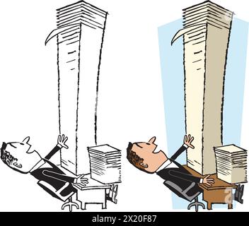 Businessman in pile of papers Stock Vector Image & Art - Alamy