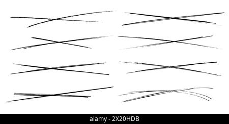Underline scribble lines, cross stoke, set free hand fast marks ...