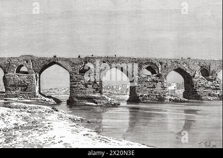 The Bridge of Dezful, Iran. Middle East. Drawing by Taylor. Persia ...