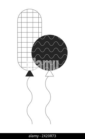 Floating air balloons 2D linear cartoon objects set Stock Vector Image ...