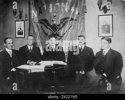 A historical photograph of J.E. Bruce, Ban Johnson, A. Herrmann, T.J ...