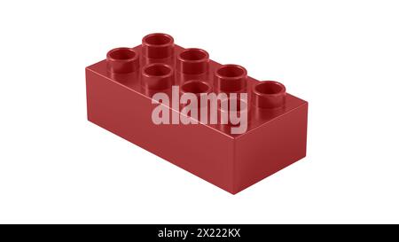 Maroon Plastic Lego Block on a White Background. Children Toy Brick ...