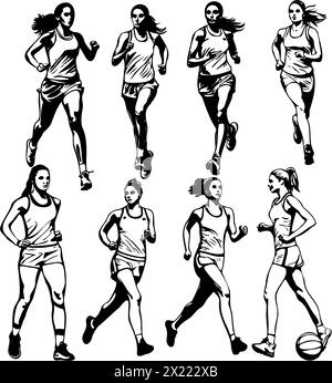 People run in row, marathon jogging, sports exercising or competition ...