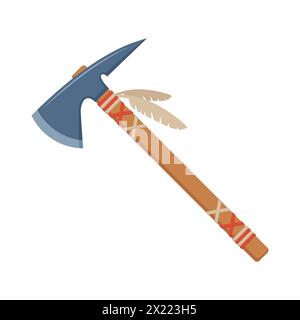 Tomahawk axe decorated with feathers. Native american indians tomahawk ...