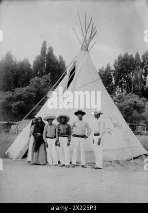 A historical photograph of a group of Yaqui Indians at the signing of a ...