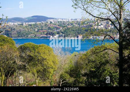 General view of the Bosphorus from the tree covered Emirgan grove ...