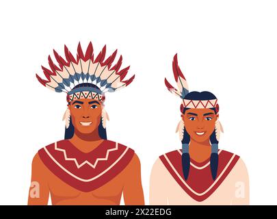 Native american indians man in traditional costume Stock Vector Image ...