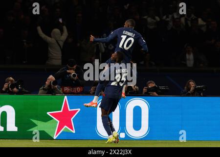 Ousmane DEMBELE of PSG celebrates his goal during the French ...