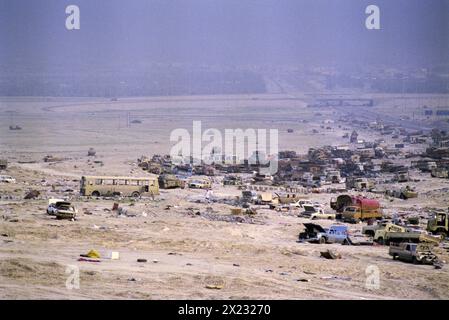 First Gulf War: 1st April 1991 Wrecked Iraqi Army vehicles along ...