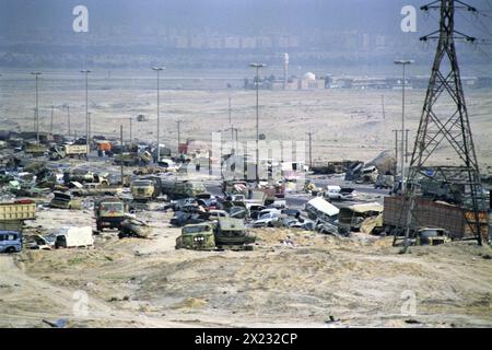 First Gulf War: 1st April 1991 Wrecked Iraqi Army vehicles along ...