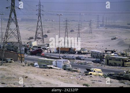 First Gulf War: 1st April 1991 Wrecked Iraqi Army vehicles along ...