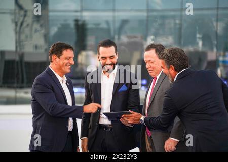 El Salvador's President Nayib Bukele gives a press conference in front ...